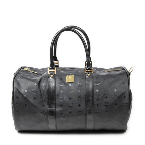 MCM | Bags | Mcm Large Boston In Black Visetos Coated Canvas | Poshmark